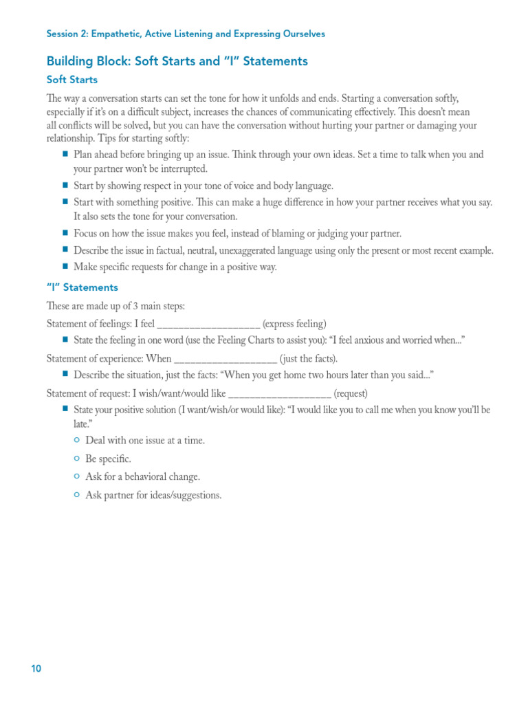 Effective Communication: Soft Starts & "I" Statements | PDF ...