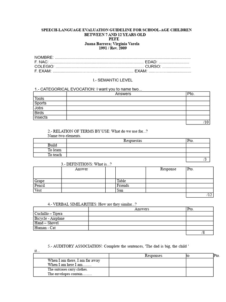 Pefe Protocol 7 To 12 Years PDF | PDF | Grammar | Semantics
