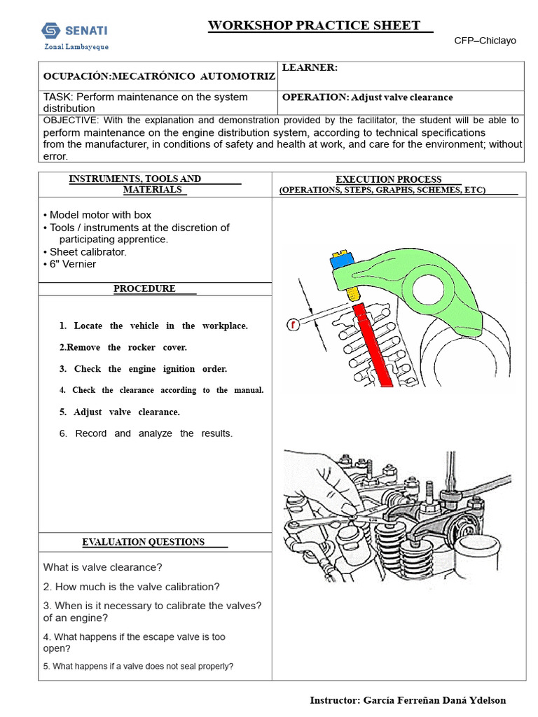 Engine Valve Clearance Adjustment Guide | PDF