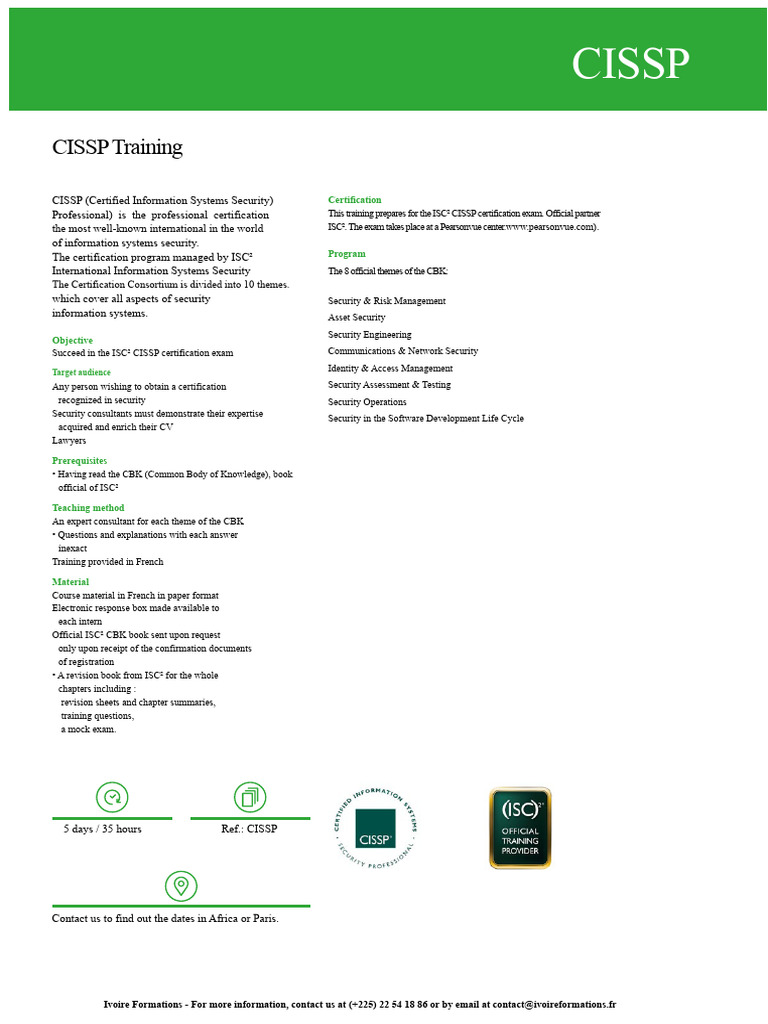 CISSP Certification Training Overview | PDF
