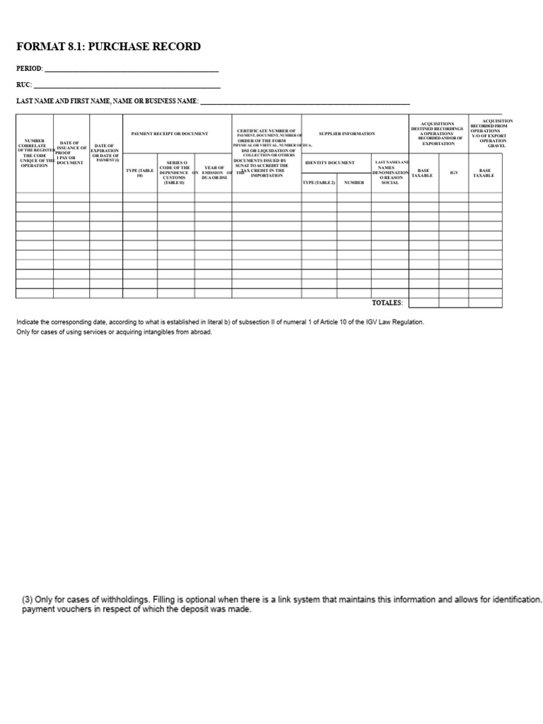 Format 8.1 - Purchases Register | PDF | Receipt | Taxes