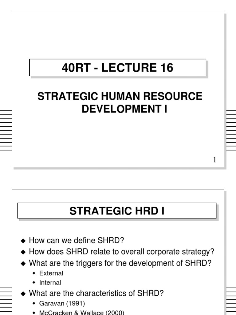 Strategic Human Resource Development I Slides | PDF | Strategic ...