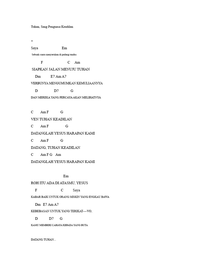 Datanglah Tuhan Keadilan | PDF
