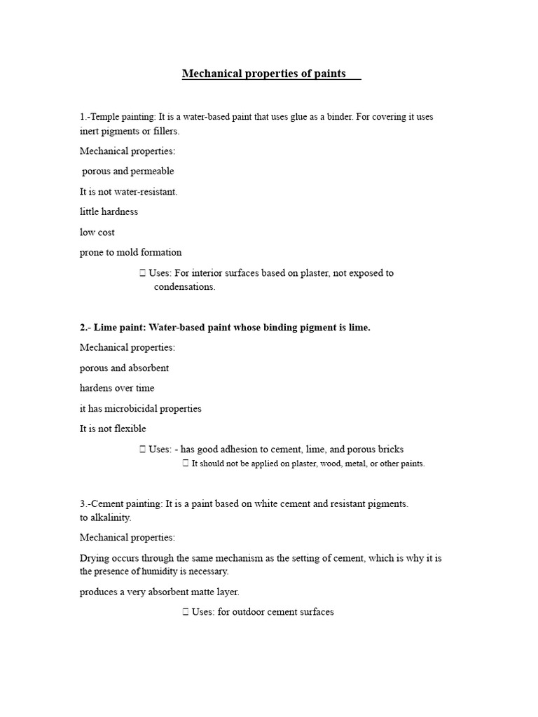 Mechanical Properties of Paints | PDF | Paint | Plaster