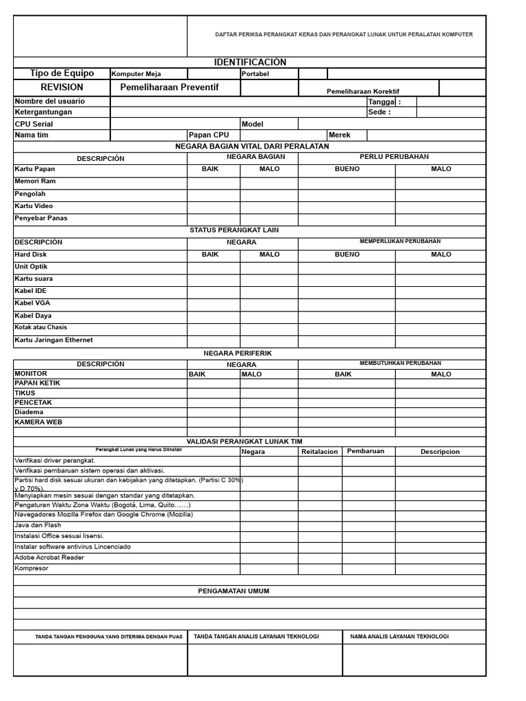 Daftar Periksa Pemeliharaan Perangkat IT | PDF