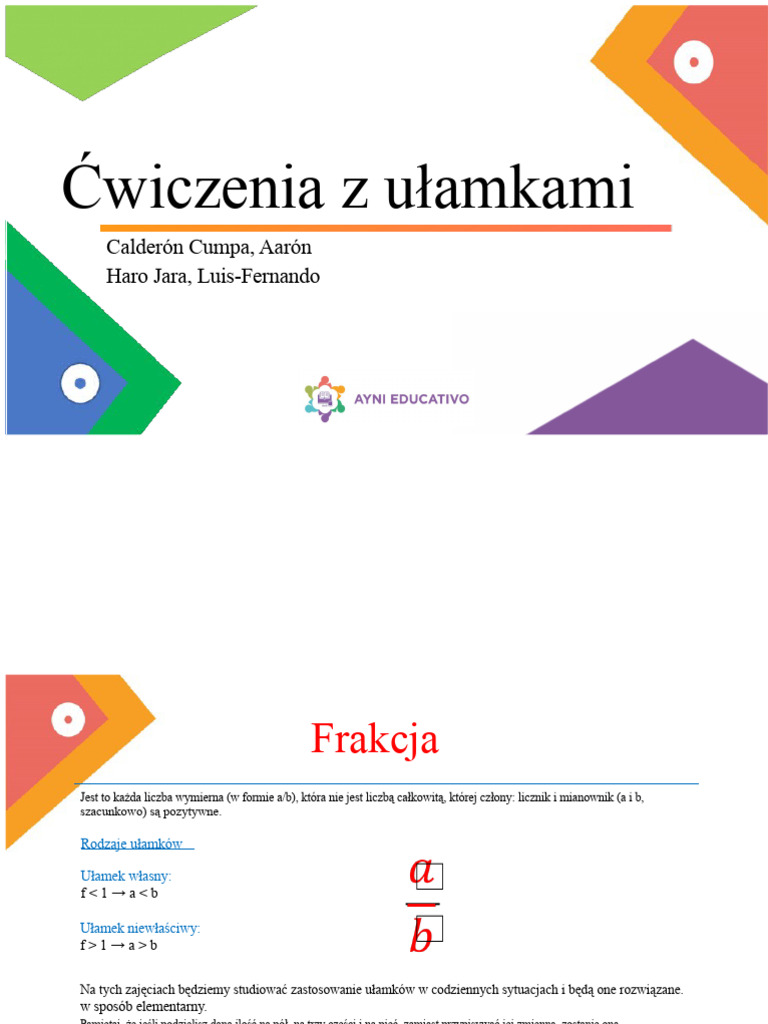 RM Ćwiczenia z Ułamków | PDF