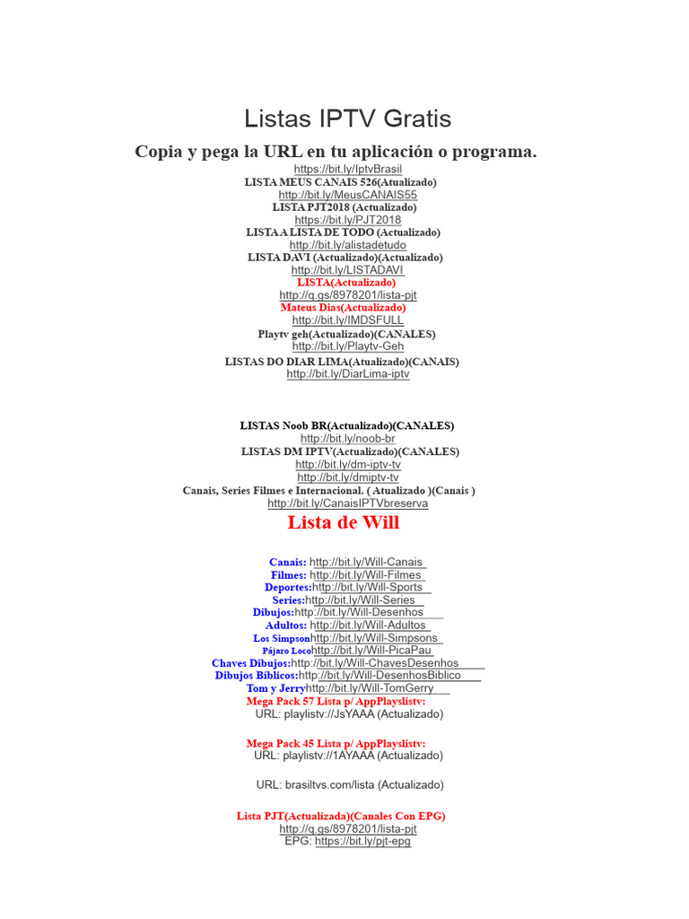 Listas IPTV Gratis y Actualizadas | PDF | Internet