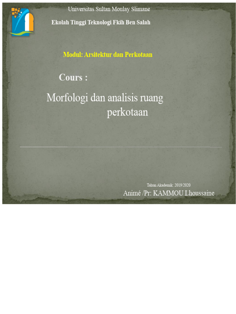 Morfologi Perkotaan: Analisis dan Fungsi | PDF