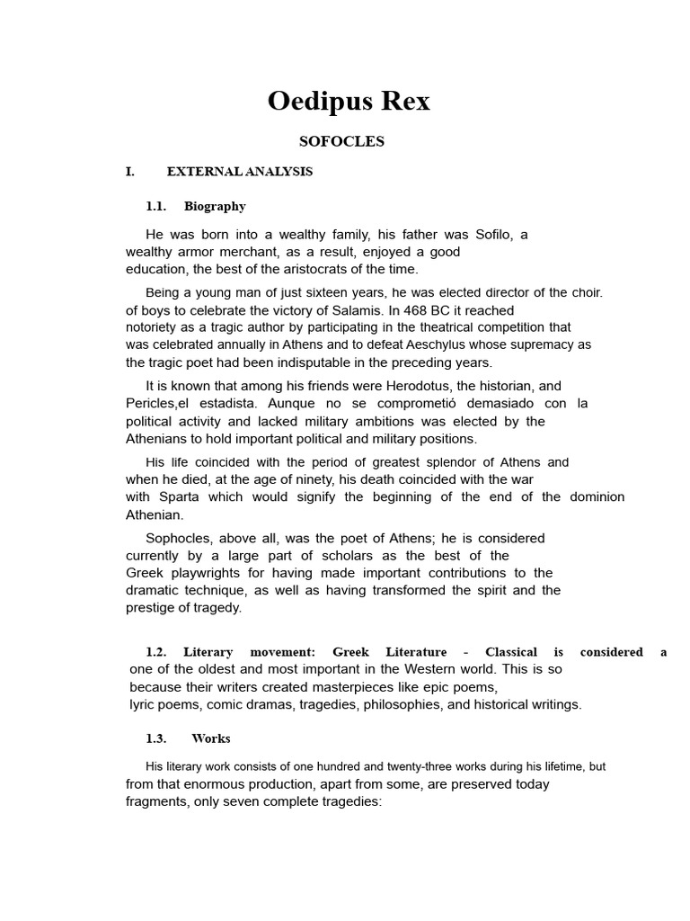 OEDIPUS REX | PDF | Oedipus | Sophocles