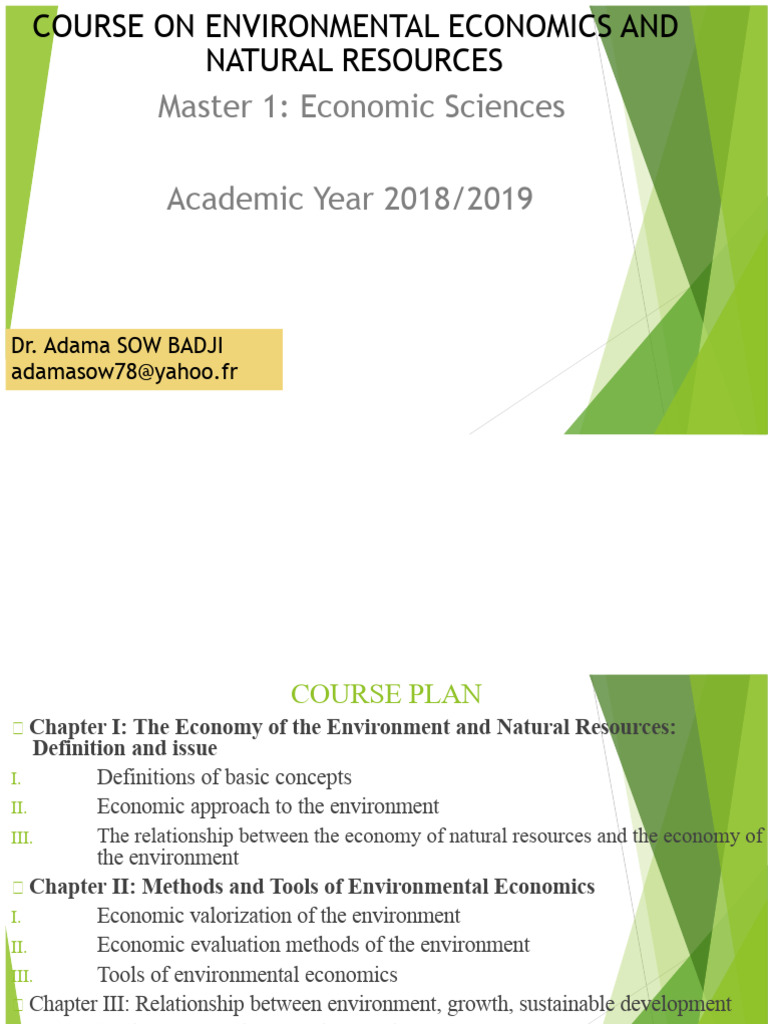 Course On Environmental Economics and Natural Resources | PDF ...