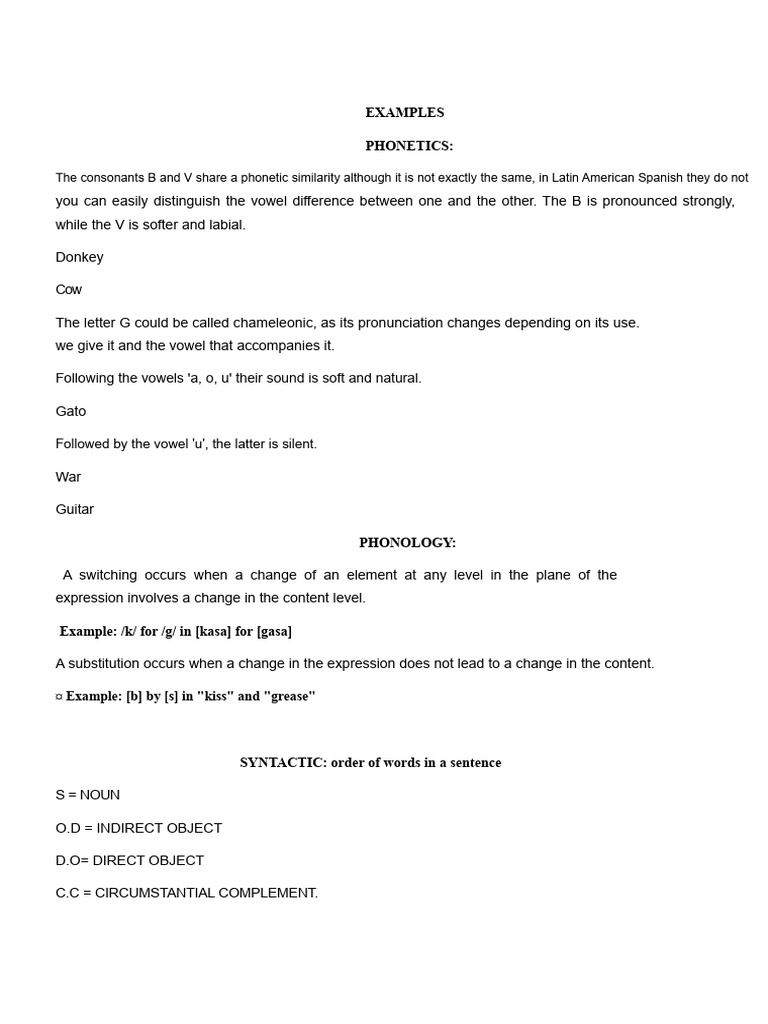 Examples - Phonology-Syntax | PDF | Semantics | Word