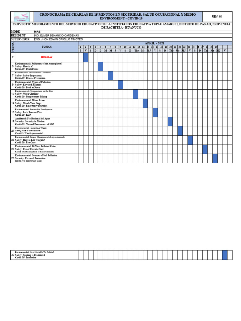 Schedule of Talks Field - Ssoma - April - 2021 | PDF | Occupational ...