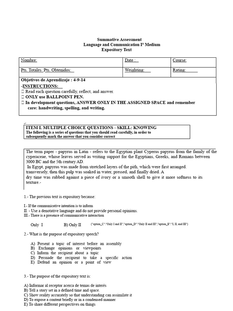 Test First Half, Expository Text, Argumentative - Docx Version 1 | PDF ...