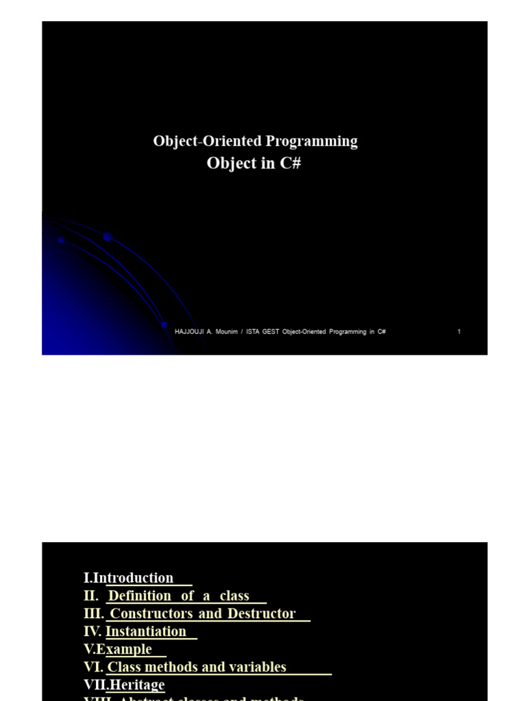Object-Oriented Programming in C# Guide | PDF | Class (Computer ...