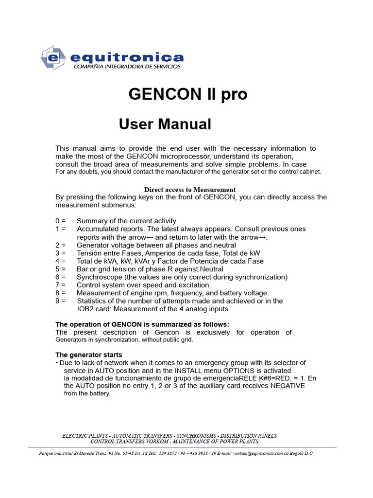 Genco II Manual Control | PDF | Ac Power | Electromagnetism