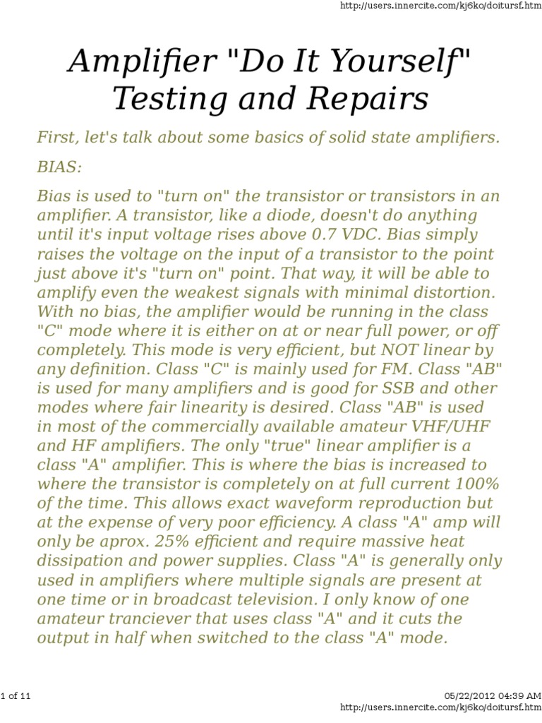 Transistorized Amplifier Repair | PDF | Amplifier | Transistor