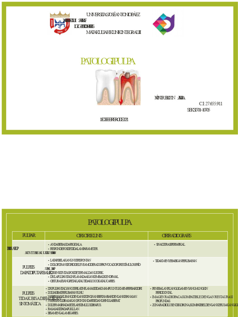 Tabel Perbandingan Patologi Pulpa Nicole | PDF