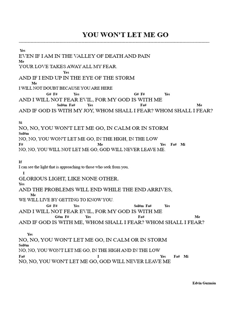 You Won't Let Me Go - Chords | PDF | Religious Belief And Doctrine