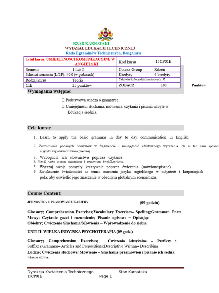 Umiejętności Komunikacyjne W Języku Angielskim | PDF