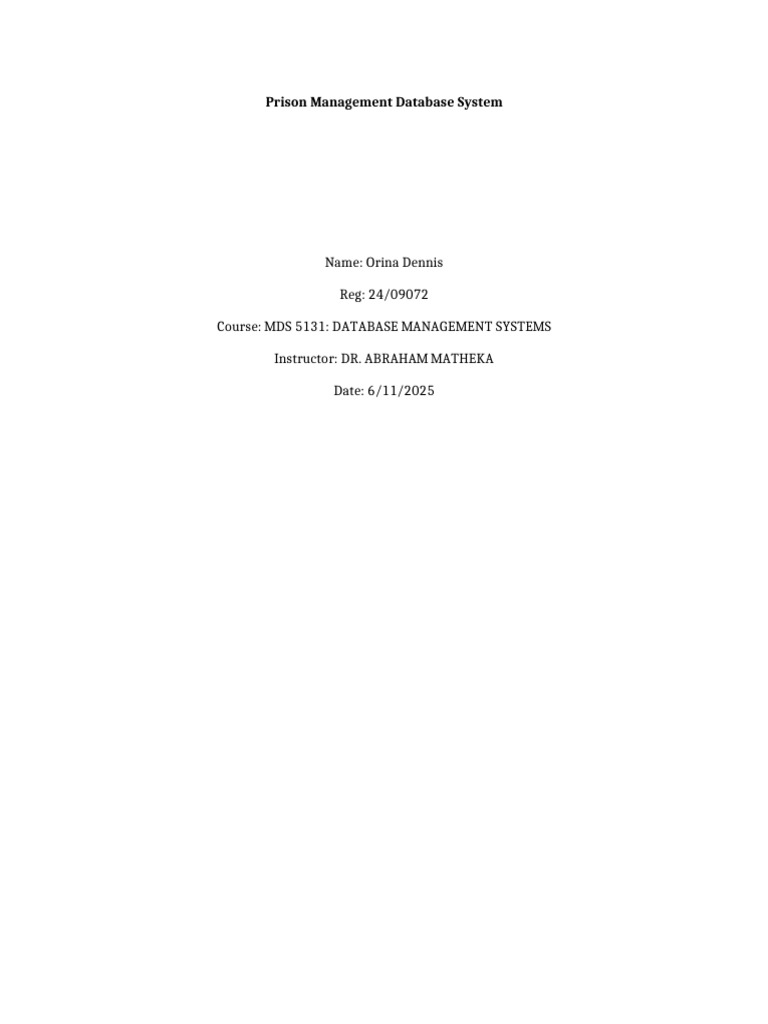 Prison Management Database System Guide | PDF | Databases | Data Management