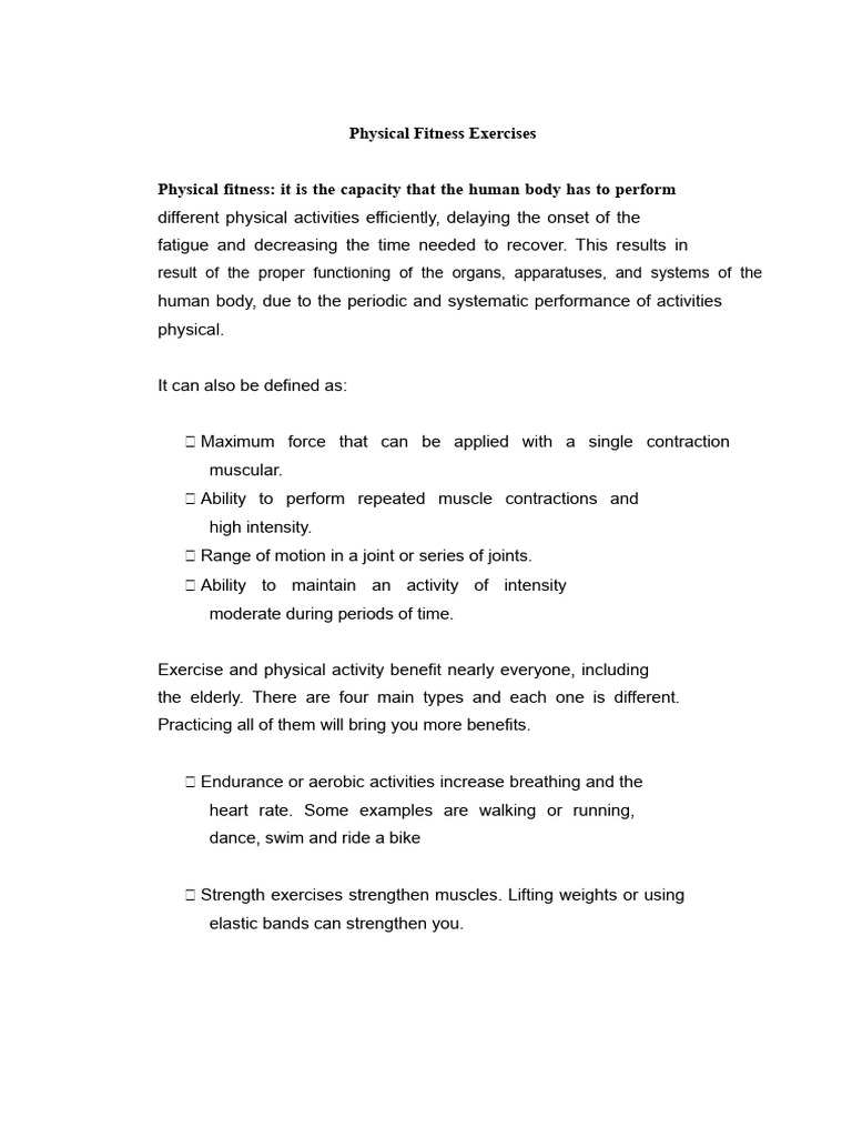 Physical Fitness Exercises | PDF | Strength Training | Physical Fitness