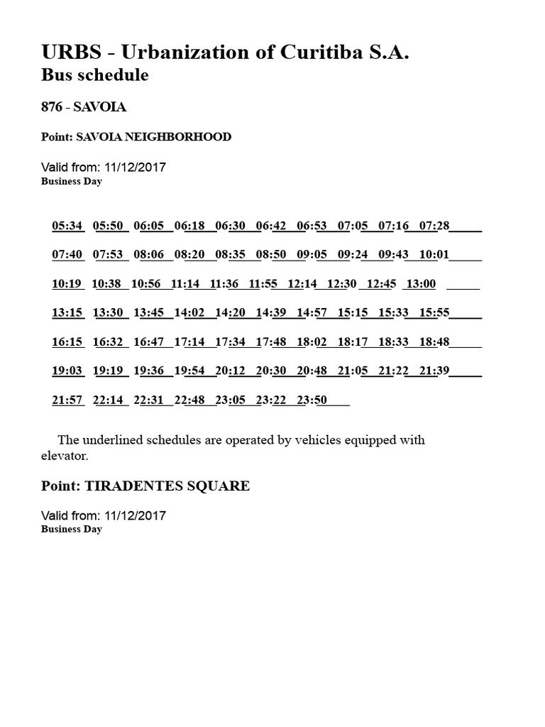Bus Schedule - Integrated Transport Network | PDF | Transport | Public ...