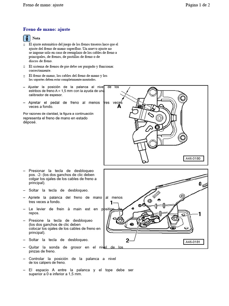 Audi A4 b6 Reglaje Freno de Mano | PDF