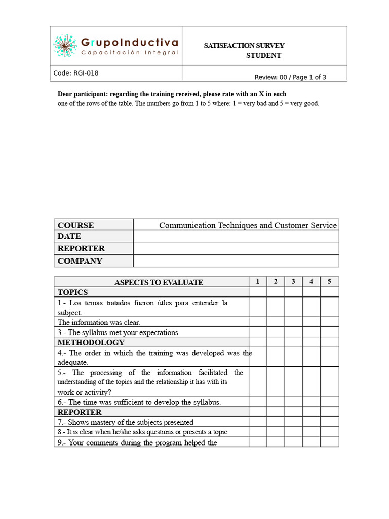 Student Satisfaction Survey | PDF | Learning