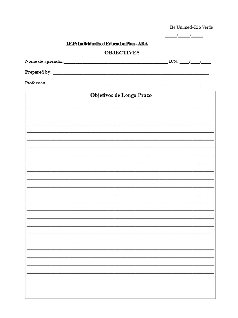 Pei - Individualized Teaching Plan Aba | PDF | Behavior Modification