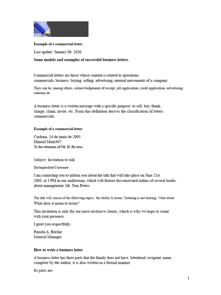 Example of a business letter | PDF | Paragraph
