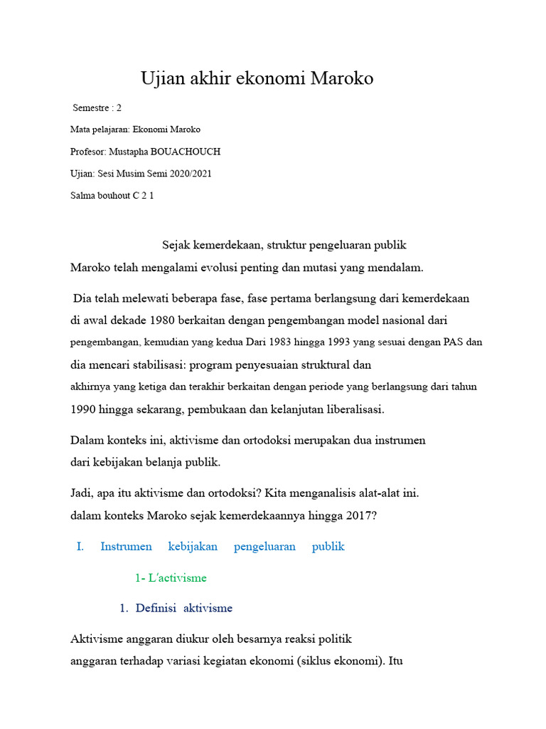Ujian akhir ekonomi Maroko | PDF
