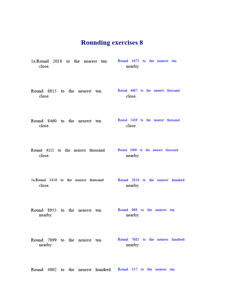 Rounding Exercises 1 | PDF