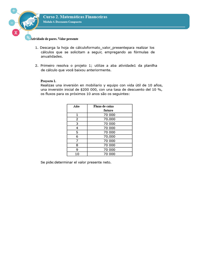 Cálculo de Valor Presente em Projetos | PDF | Valor Presente líquido