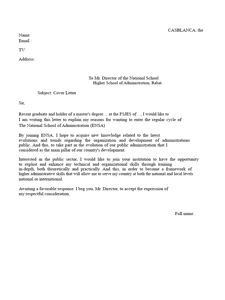 Motivation letter for ENSA | PDF