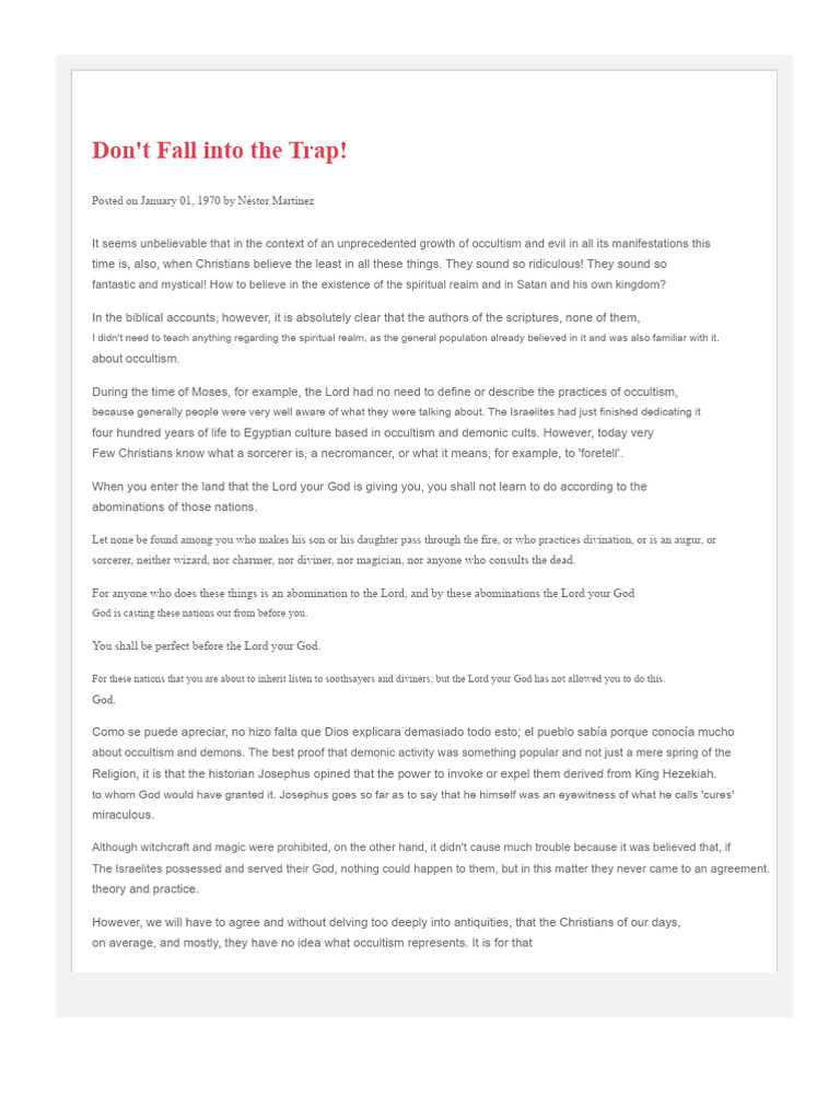Don't Fall Into The Trap | PDF | Demons | Jesus