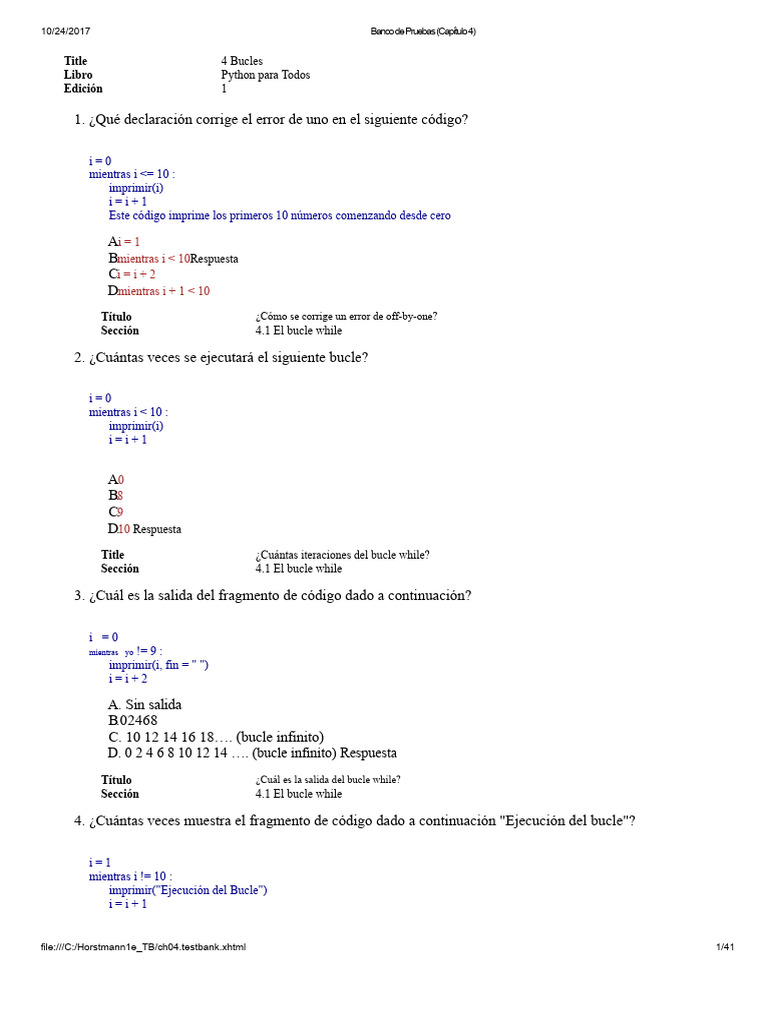 Preguntas de Bucles en Python | PDF | Flujo de control | Python ...