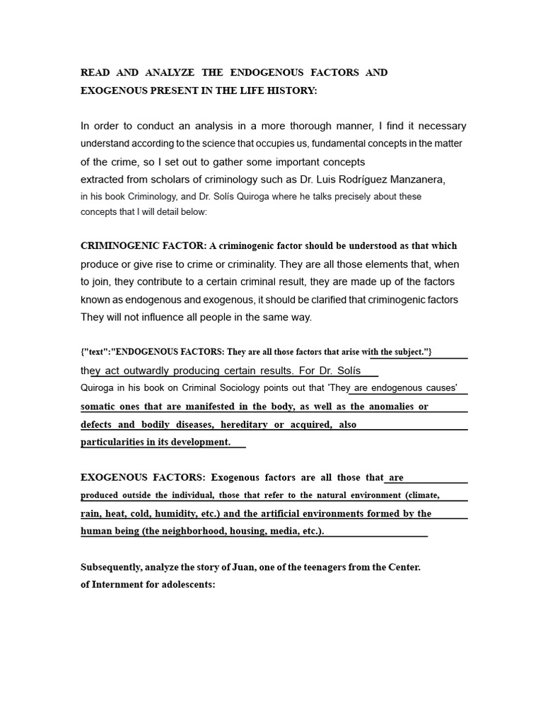 Analysis of Endogenous and Exogenous Factors | PDF | Antisocial ...