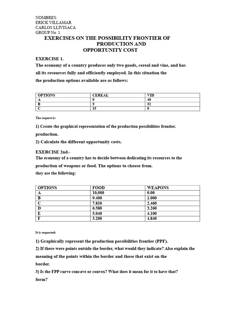 Exercises On The Production Possibility Frontier | PDF | Economics ...