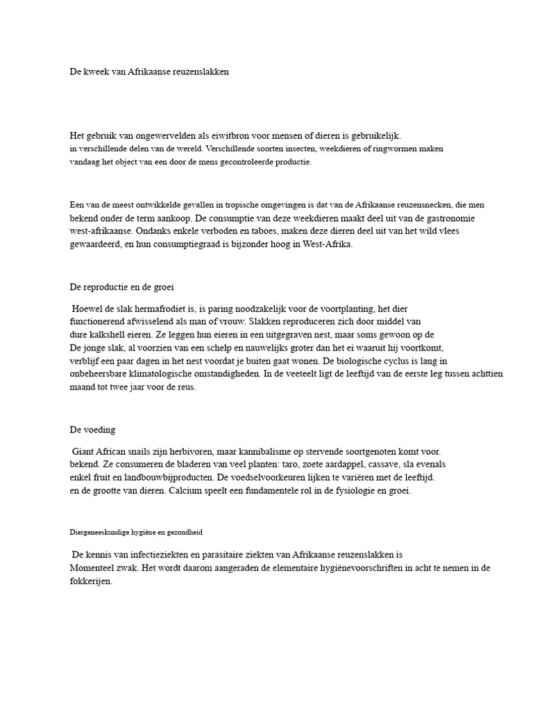 kweek van grote Afrikaanse slakken | PDF
