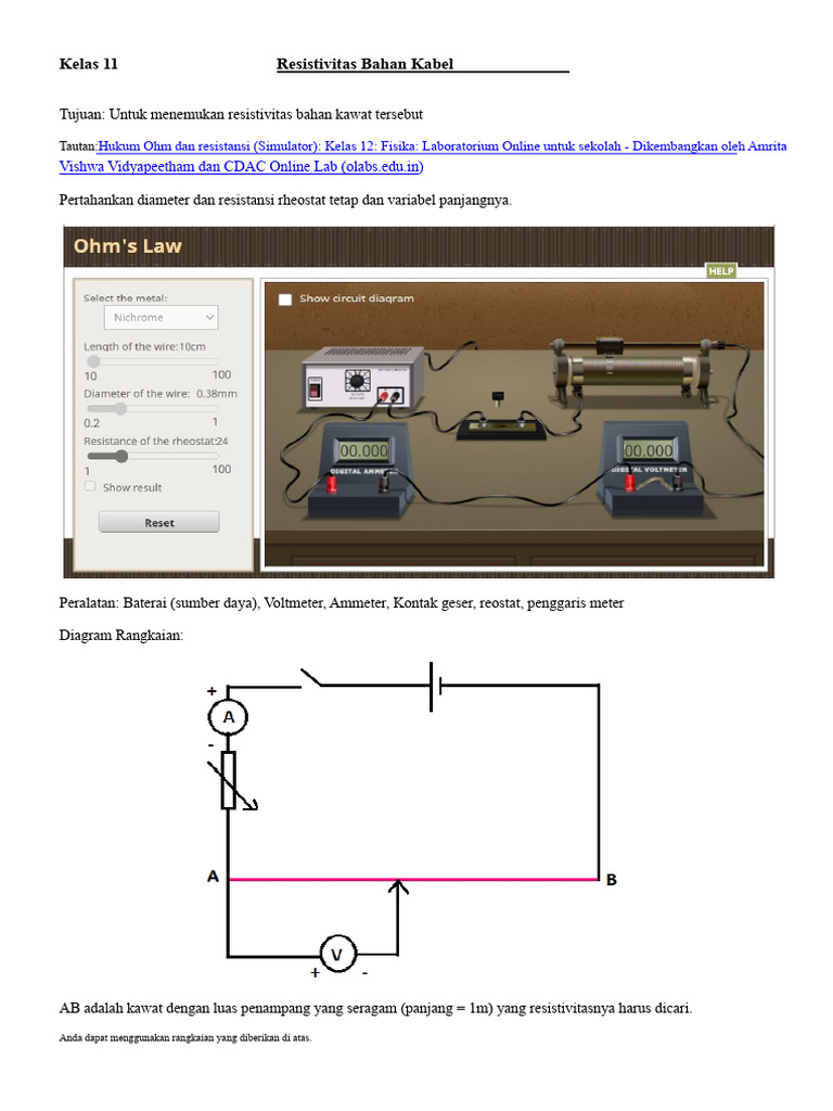 Laboratorium - Resistivitas bahan kawat | PDF