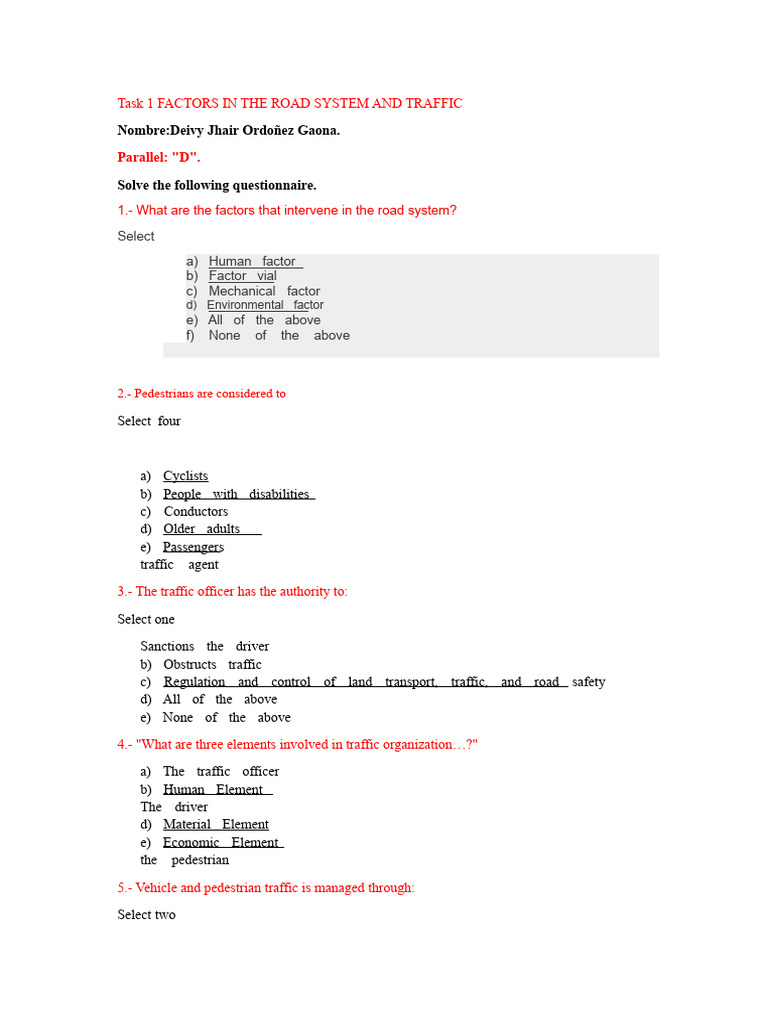 Factors in The Road and Traffic System | PDF | Traffic | Cycling ...