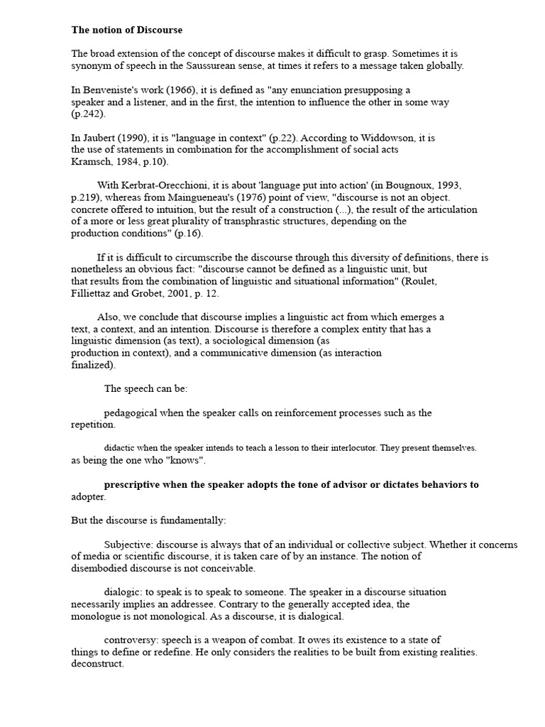 The notion of Discourse | PDF | Semantics | Discourse