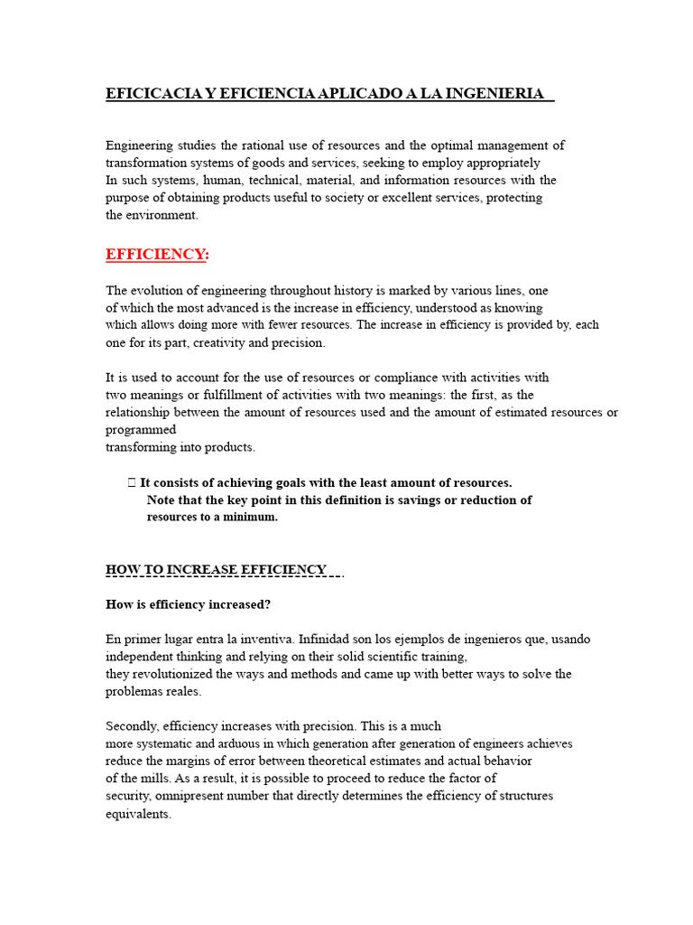 EFFECTIVENESS AND EFFICIENCY APPLIED TO ENGINEERING.pdf | PDF ...