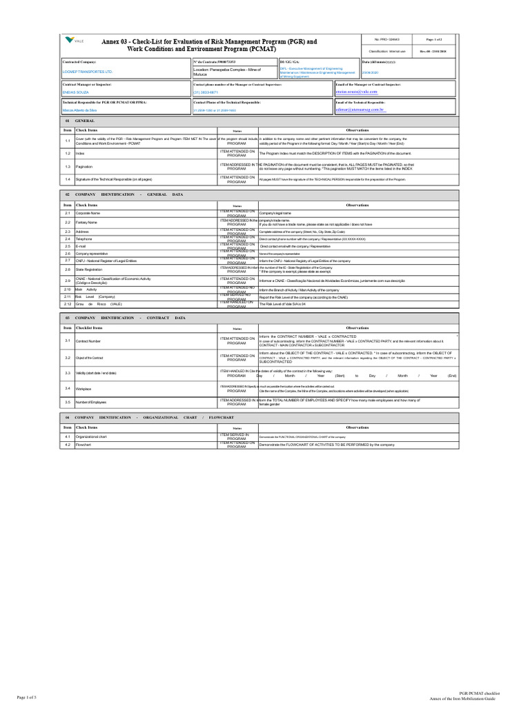 Risk Management Program Evaluation Checklist | PDF | Occupational ...
