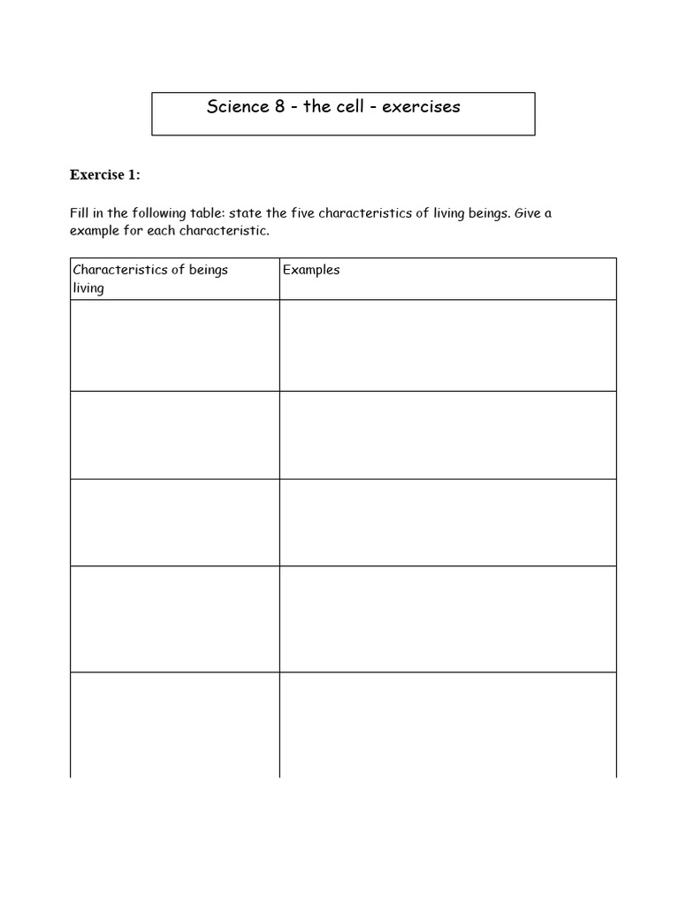 The Cell - Exercises | PDF | Cell (Biology) | Organelle