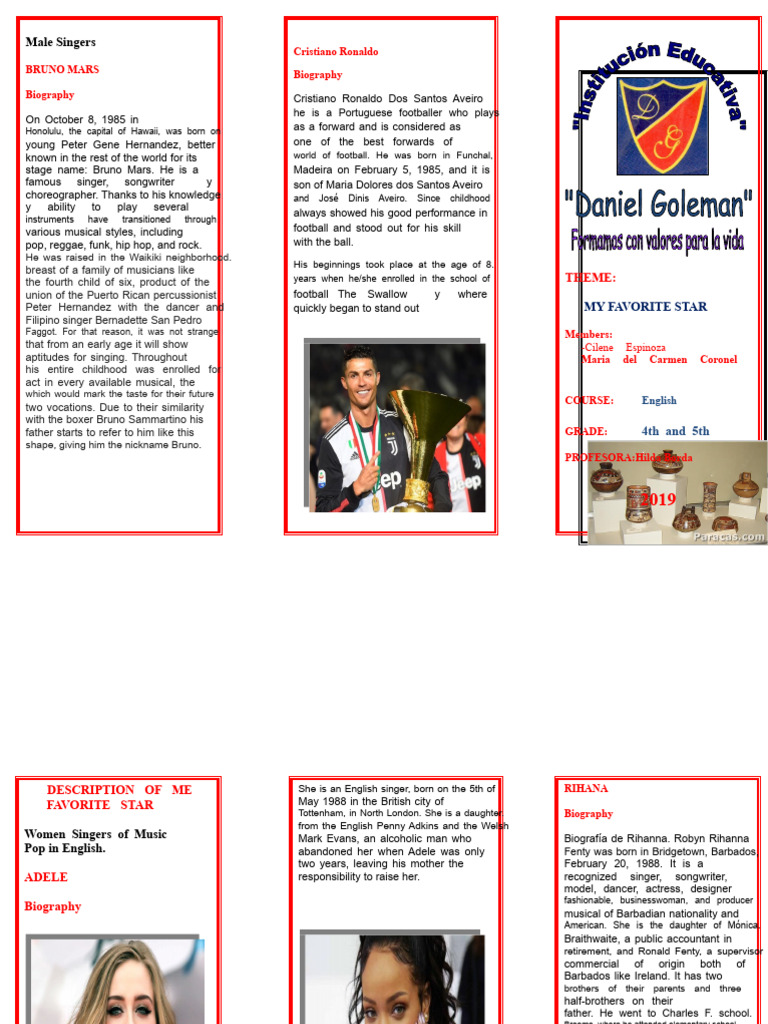 Triptych of Singers' Biography | PDF | Performing Arts