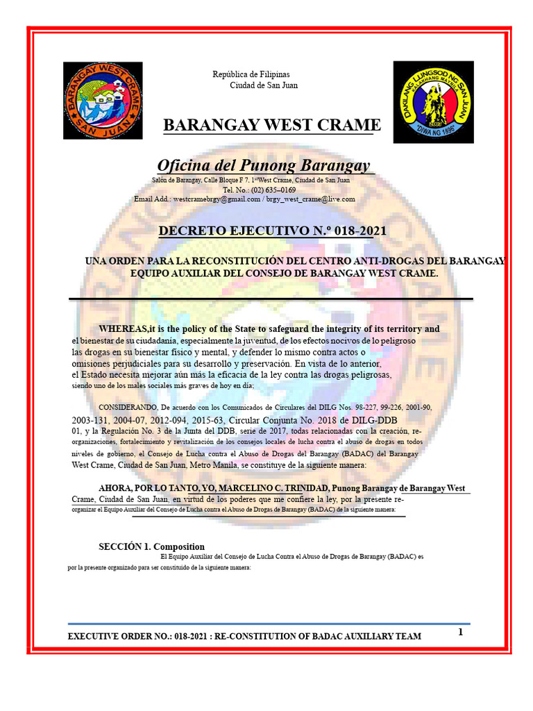 EO - 018-2021 - RECONSTITUCIÓN DEL EQUIPO AUXILIAR BADAC | PDF