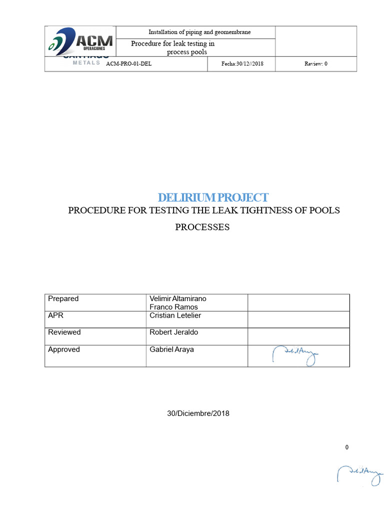 Pool Filling Procedure | PDF | Leak | Personal Protective Equipment