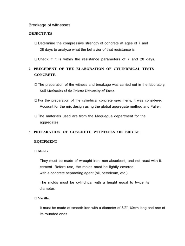 Witness Breakage | PDF | Concrete | Materials