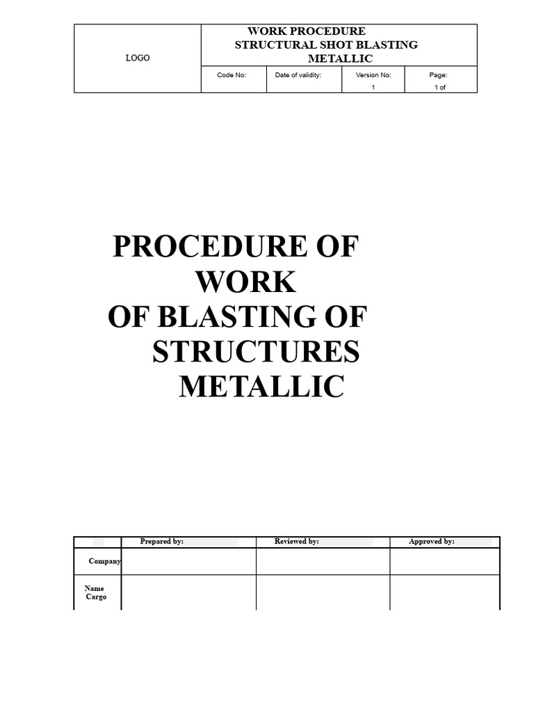Work Procedure for Shot Blasting of Metal Structures | PDF | Safety ...